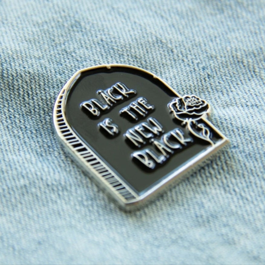 Black is the New Black Silver Headstone Enamel Pin ECTOGASM | OMEN ...